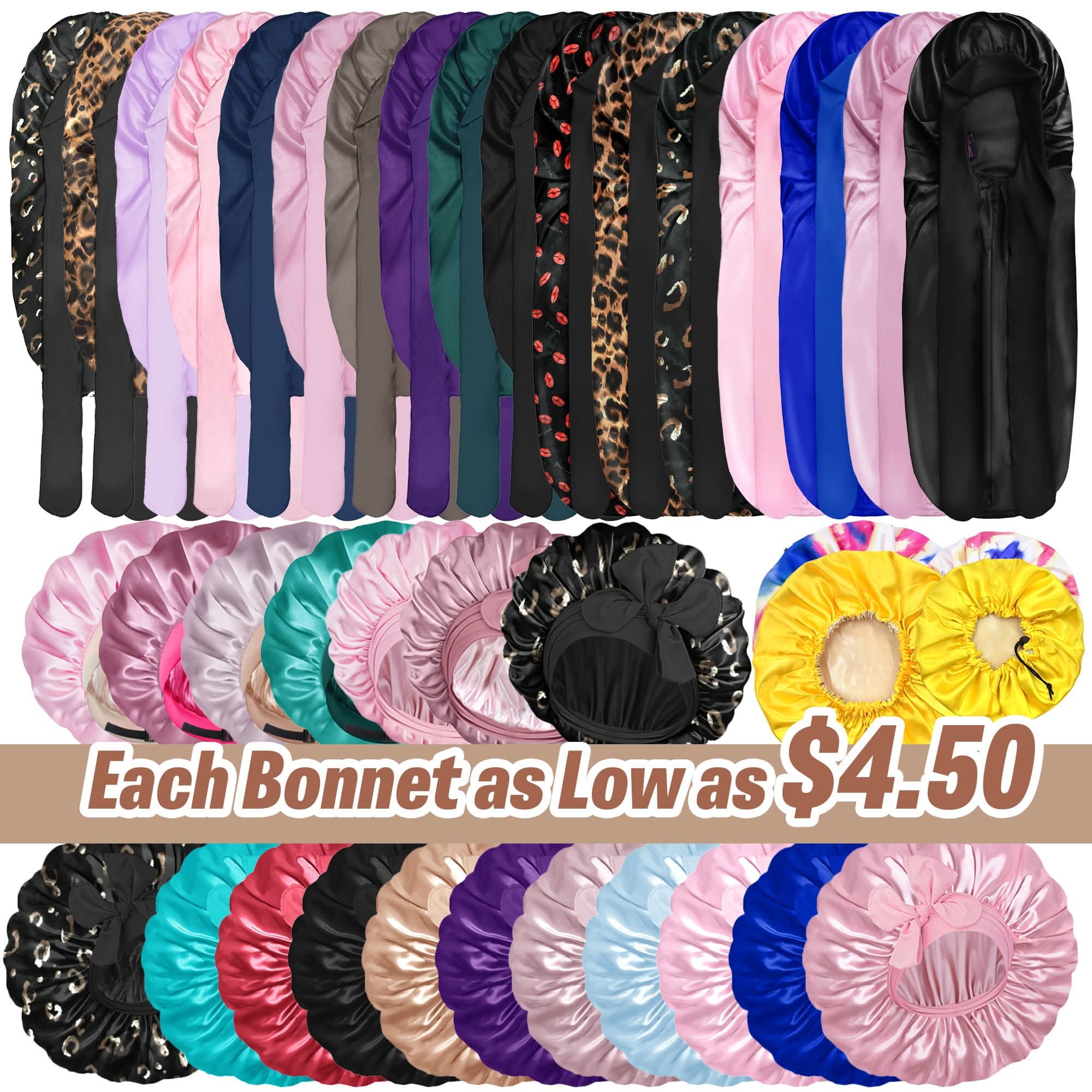 Wholesale! Each Bonnet as Low as $4.50-Mystery Satin Bonnet Set ...